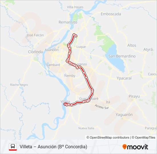 Ruta 232: horarios, paradas y mapas - Asunción (Actualizado)