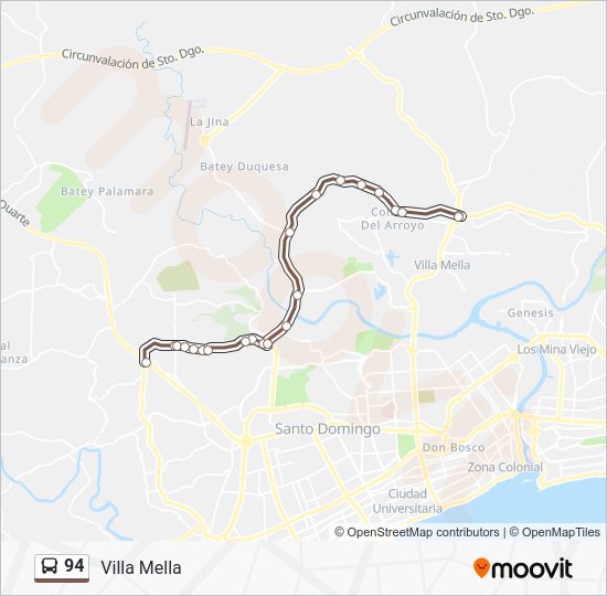 Ruta 94: horarios, paradas y mapas - Villa Mella (Actualizado)