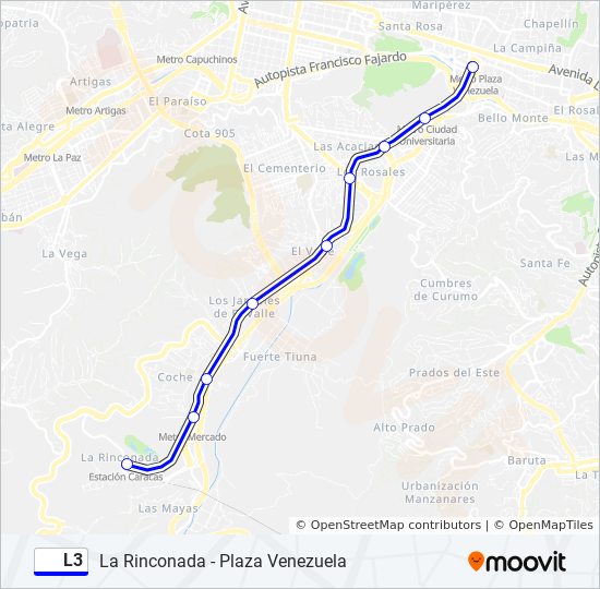 Ruta l3: horarios, paradas y mapas - La Rinconada - Plaza Venezuela ...