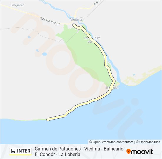 Ruta inter: horarios, paradas y mapas - Lobería - Viedma (Actualizado)