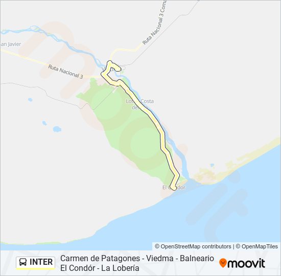Ruta inter: horarios, paradas y mapas - Patagones - El Condór (Actualizado)