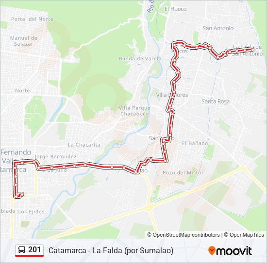 Ruta 201: horarios, paradas y mapas - La Falda (Actualizado)