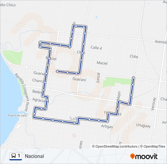 Ruta 1: horarios, paradas y mapas - Nacional (Actualizado)