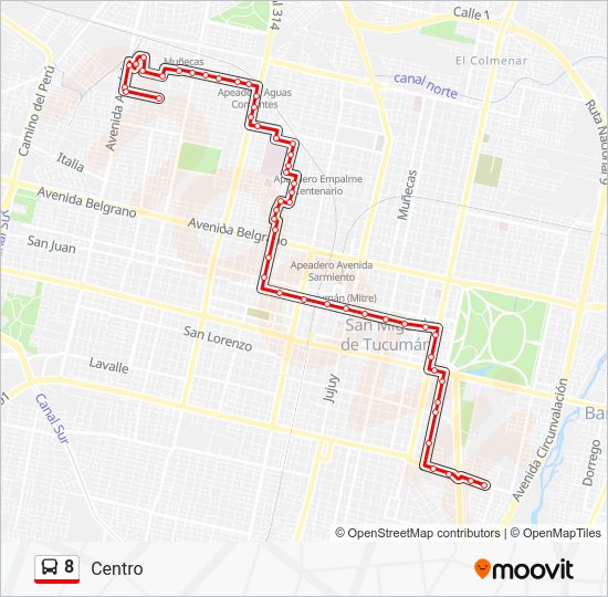 Ruta 8: horarios, paradas y mapas - Centro (Actualizado)