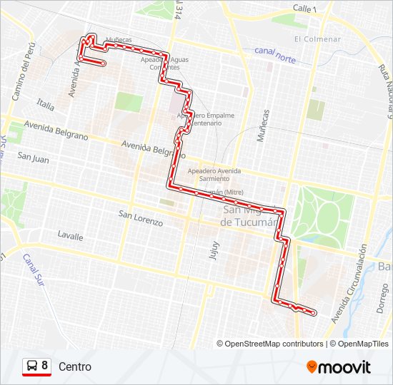 Ruta 8: horarios, paradas y mapas - Centro (Actualizado)