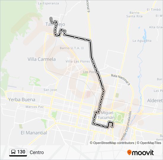 Ruta 130: horarios, paradas y mapas - Centro (Actualizado)