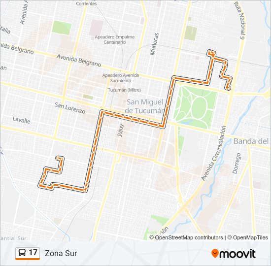 Ruta 17: horarios, paradas y mapas - Zona Sur (Actualizado)