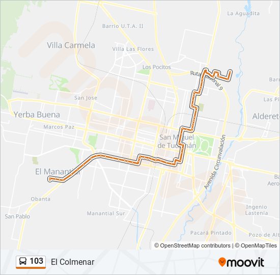 Ruta 103: horarios, paradas y mapas - El Colmenar (Actualizado)
