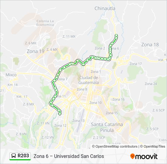 Ruta r203: horarios, paradas y mapas - Proyecto 4-3 Zona 6 (Actualizado)