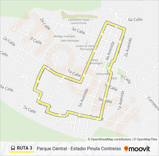 Ruta 3: horarios, paradas y mapas - Parque Central - Estadio Pinula ...