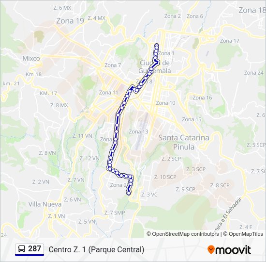 287 Route: Schedules, Stops & Maps - Centro Z. 1 (Parque Central) (Updated)