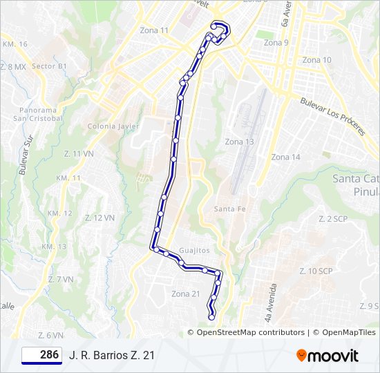 Ruta 286: horarios, paradas y mapas - J. R. Barrios Z. 21 (Actualizado)