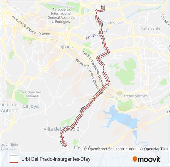Ruta urbi del pradoinsurgentesotay: horarios, paradas y mapas - Otay ...