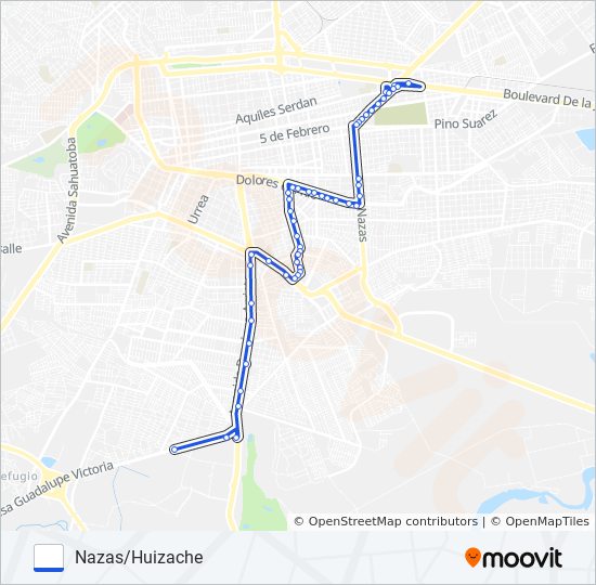 Ruta azul: horarios, paradas y mapas - Nazas/Huizache (Actualizado)