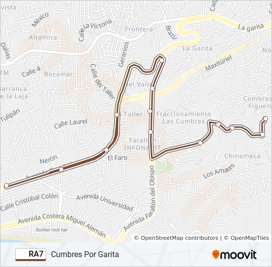 Ruta ra7: horarios, paradas y mapas - Cumbres Por Garita (Actualizado)