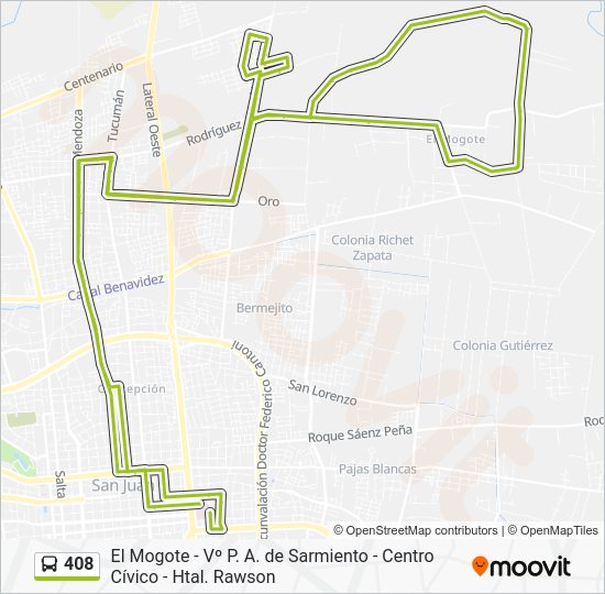 408 Route: Schedules, Stops & Maps - Pelayes y Blanco - Plaza Chimbas ...