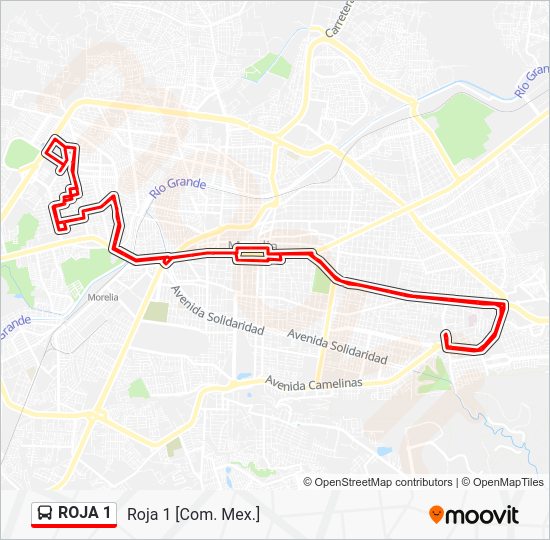 Ruta ROJA 1: horarios, paradas y mapas - Roja 1 [Com. Mex.] (Actualizado)
