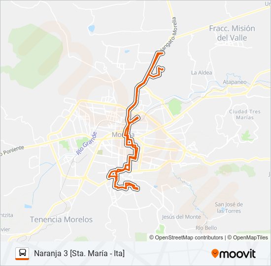 Ruta naranja 3: horarios, paradas y mapas - Naranja 3 [Sta. María - Ita ...