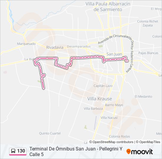 Ruta 130: horarios, paradas y mapas - Terminal De Ómnibus San Juan ...