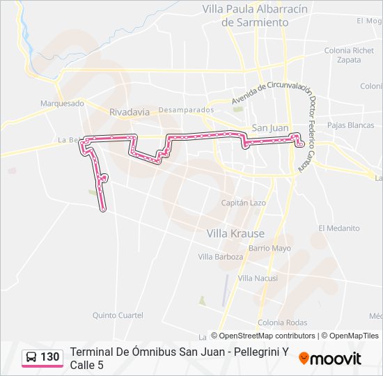 Ruta 130: horarios, paradas y mapas - Terminal De Ómnibus San Juan ...