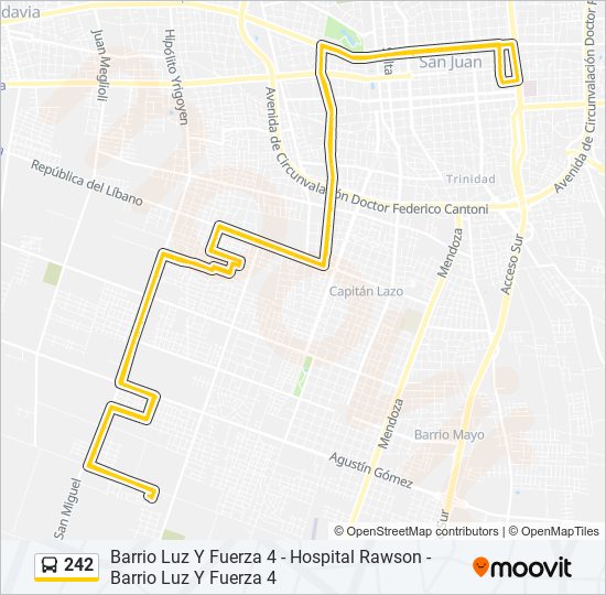 242 Route: Schedules, Stops & Maps - Barrio Luz Y Fuerza 4 - Hospital ...