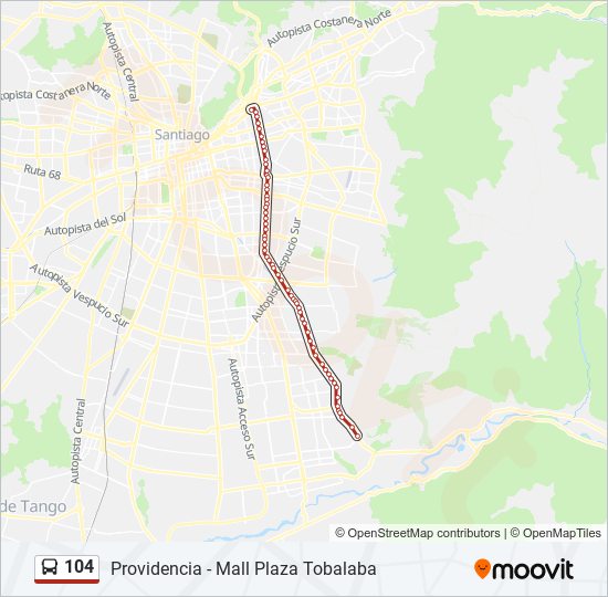 Ruta 104: horarios, paradas y mapas - Providencia (Actualizado)