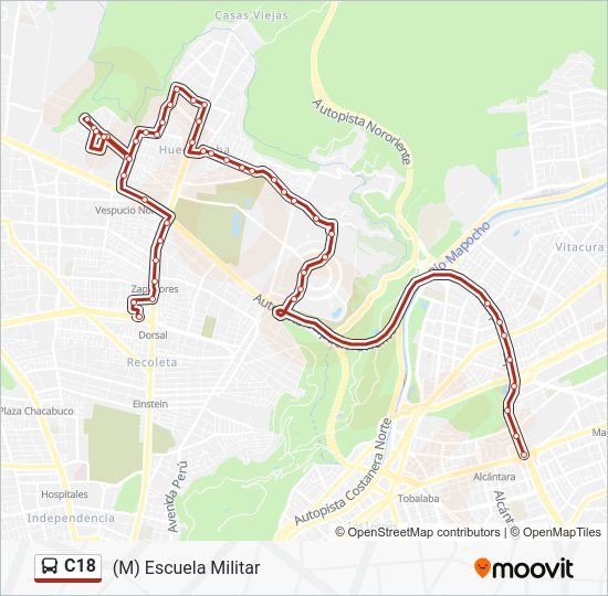 Ruta c18: horarios, paradas y mapas - (M) Esc. Militar (Actualizado)