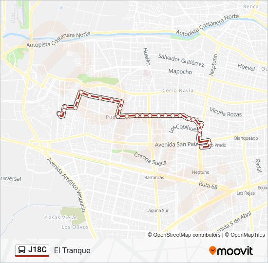 Ruta J18C: horarios, paradas y mapas - El Tranque (Actualizado)