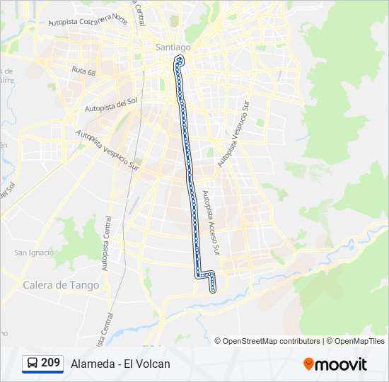 Ruta 209: horarios, paradas y mapas - El Volcán (Actualizado)