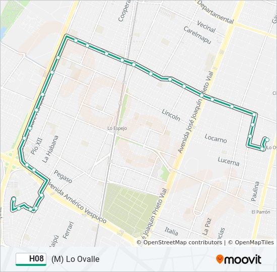 Ruta h08: horarios, paradas y mapas - (M) Lo Ovalle (Actualizado)