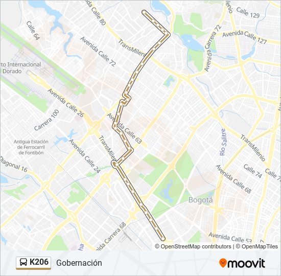 Ruta k206: horarios, paradas y mapas - Gobernación (Actualizado)