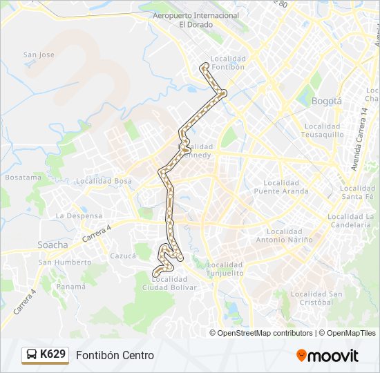 Ruta k629: horarios, paradas y mapas - Fontibón Centro (Actualizado)
