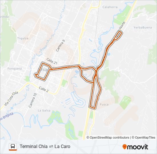Ruta terminal chía la caro: horarios, paradas y mapas - Terminal Chía ⇄ ...