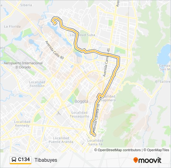 Ruta C134: horarios, paradas y mapas - Tibabuyes (Actualizado)