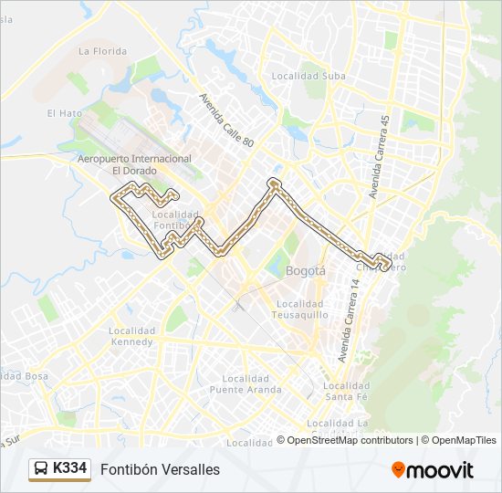 Ruta k334: horarios, paradas y mapas - Fontibón Versalles (Actualizado)