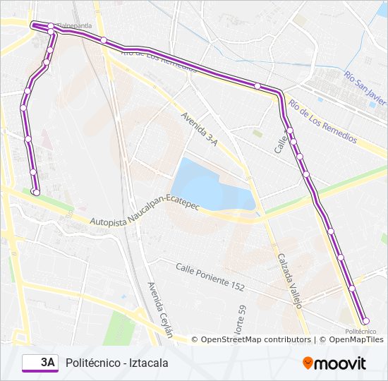 Ruta 3a: horarios, paradas y mapas - Politécnico - Iztacala (Actualizado)