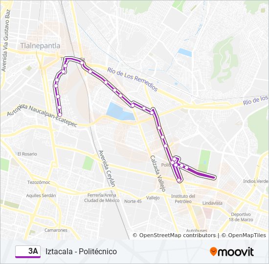 Ruta 3a: horarios, paradas y mapas - Iztacala - Politécnico (Actualizado)