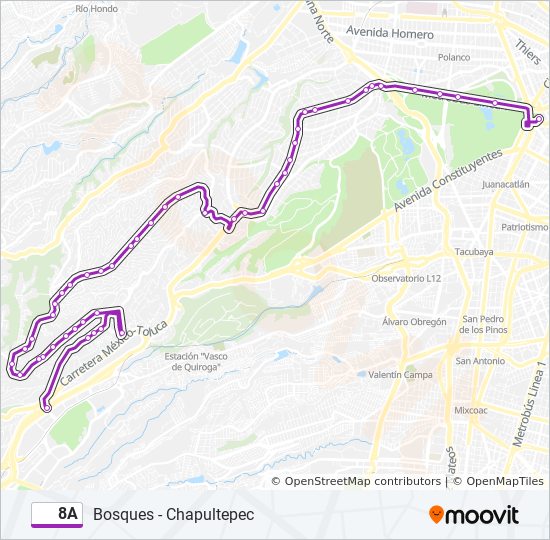 Ruta 8a: horarios, paradas y mapas - Bosques - Chapultepec (Actualizado)