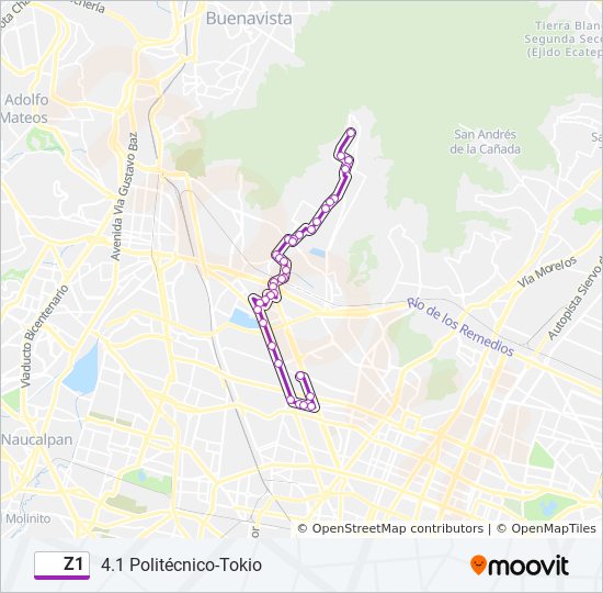 Ruta z1: horarios, paradas y mapas - 4.1 Politécnico-Tokio (Actualizado)