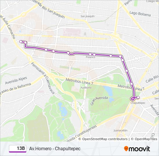 Ruta 13b: horarios, paradas y mapas - Av.Homero - Chapultepec (Actualizado)