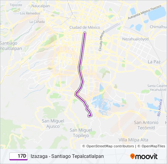 Ruta 17d: horarios, paradas y mapas - Izazaga - Santiago Tepalcatlalpan ...