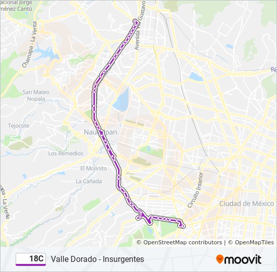 Ruta 18c: horarios, paradas y mapas - Valle Dorado - Insurgentes ...