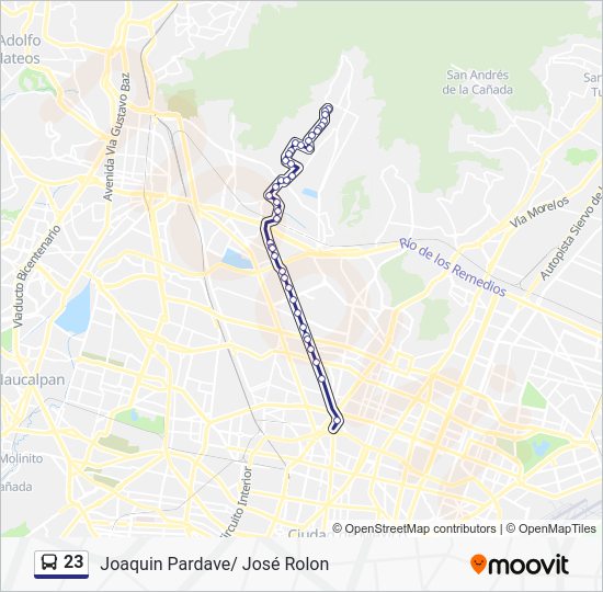 Ruta 23: horarios, paradas y mapas - Joaquin Pardave/ José Rolon ...