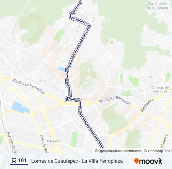 Ruta 101: horarios, paradas y mapas - Cuautepec (Actualizado)