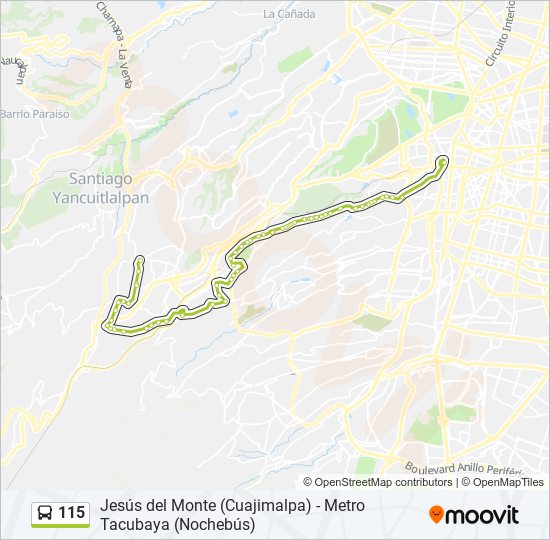 Ruta 115: horarios, paradas y mapas - Metro Tacubaya (Actualizado)