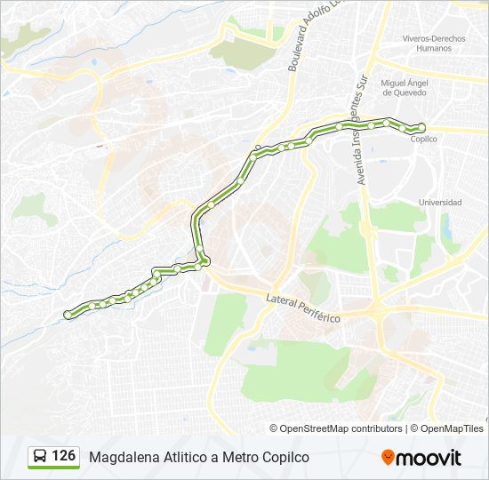 Ruta 126: horarios, paradas y mapas - Metro Copilco (Actualizado)