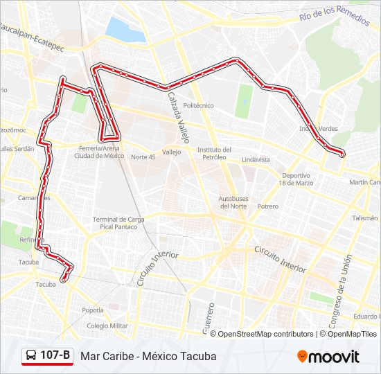 Ruta 107b: horarios, paradas y mapas - Mar Caribe - México Tacuba ...