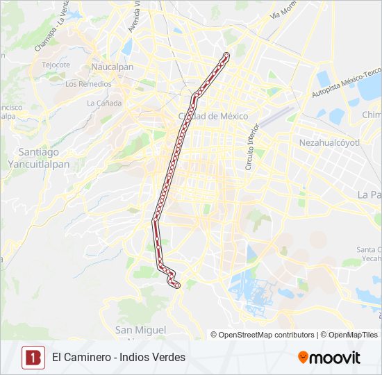 Ruta 1: horarios, paradas y mapas - El Caminero - Indios Verdes ...