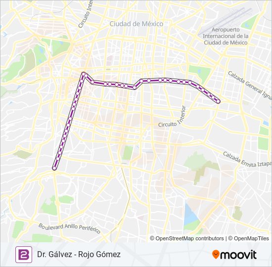Ruta 2: horarios, paradas y mapas - Dr. Gálvez - Rojo Gómez (Actualizado)