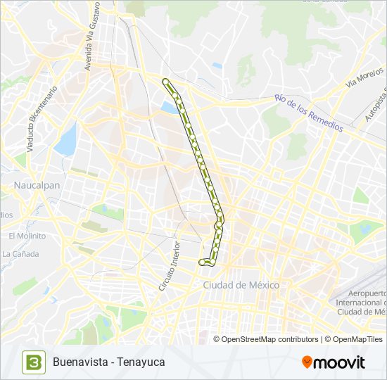Ruta 3: horarios, paradas y mapas - Buenavista - Tenayuca (Actualizado)